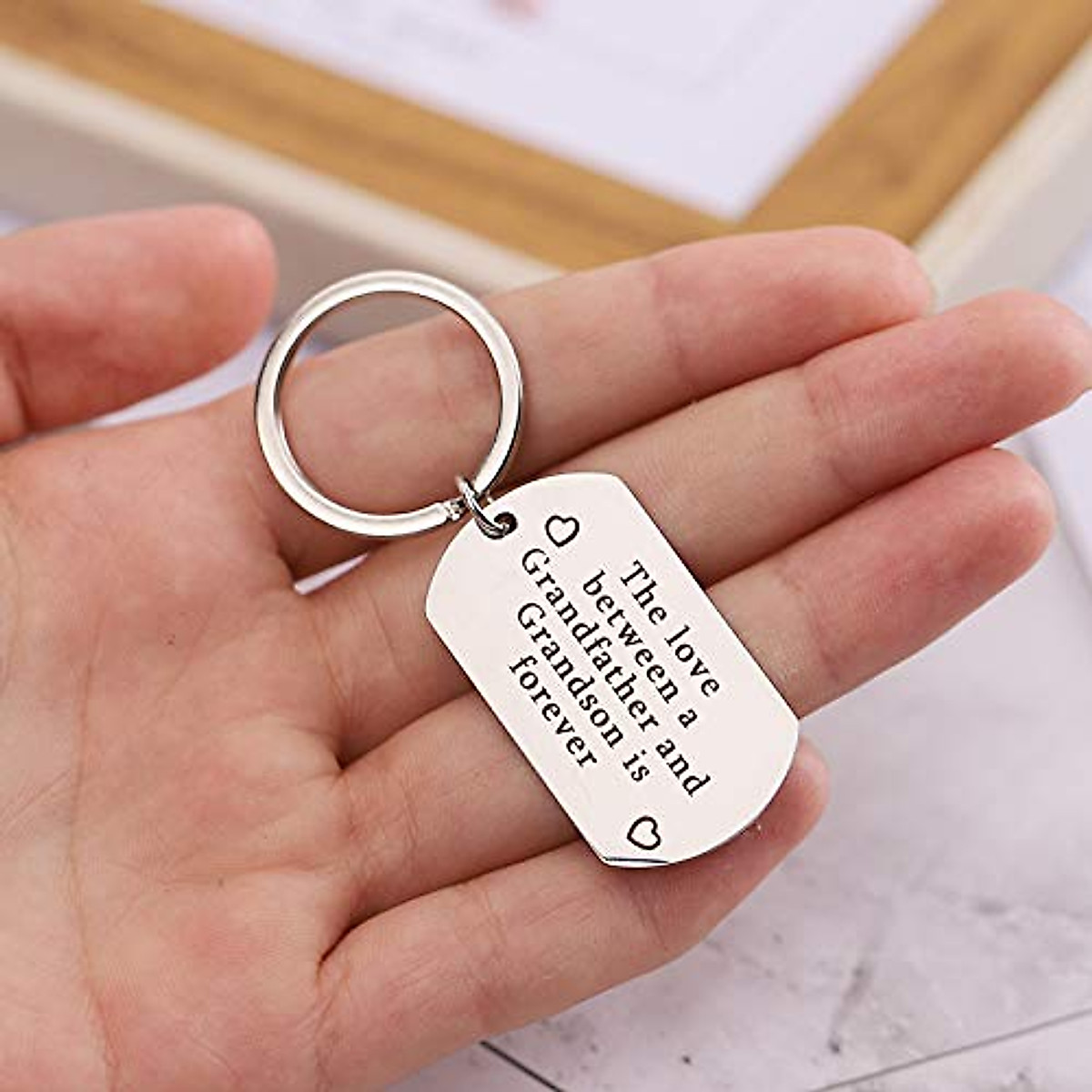 Gift Keychain for Grandpa Grandfather from Grandson the Love Between a Grandfather and Grandson is Forever Key Rings for papa Christmas Birthday Gifts for Grandson Granddad