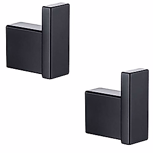 RANDOM Black Towel Hooks,Bathroom Hardware Accessories Hook SUS 304 Stainless Steel Matte Black Robe Hook for Bathroom Kitchen,Contemporary Style Wall Mounted 2 Pack.