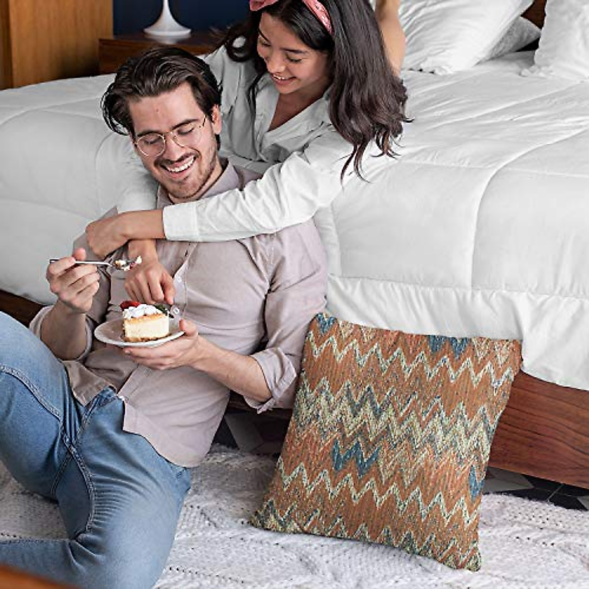 Plutus Brands Multi-Color Plutus Wave Chevron Luxury Throw Pillow 18 in x 18in, Double Sided 18" x 18"