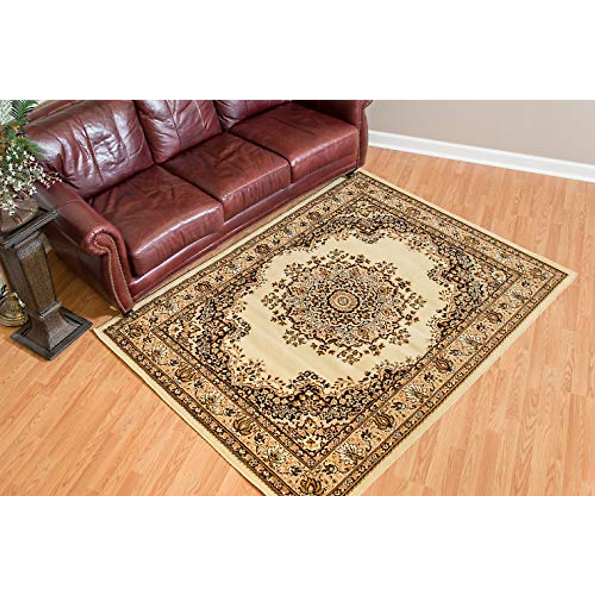United Weavers Dallas Floral Kirman Area Rug - Ivory, 8x11, Traditional Indoor Floor Rug with Jute Backing