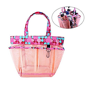 Cabilock Women Handbag Mesh Hanging Large Capacity Portable Storage Pocket Tote Bag Handbag for Daily Items Shampoo Soap