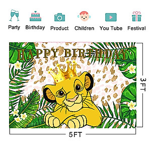 The Lion King Backdrop for Birthday Party Decorations, Wild Jungle Background for Baby Shower Party Cake Table Decorations Supplies, The Lion King Theme Banner, 5x3ft
