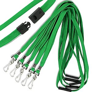 Safety Breakaway Lanyard with J-Hook Flat Lanyards for ID Badges Cruise Lanyard Bulk Preimum Lanyards for Women/Men Business Card NameTag Holder Lanyards Employee Students (Green, Breakaway 100 Pack)