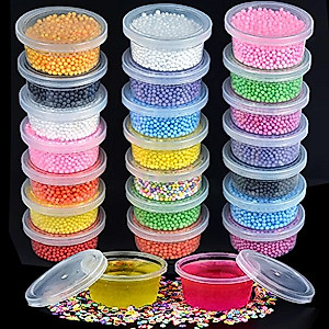 Augshy 40 Pack Small Plastic Containers with Lids for Slime, Foam Ball Storage Containers with Lids (4 oz)