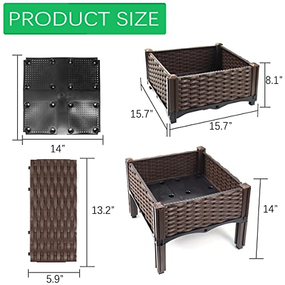 Elevated Garden Raised Beds Planter Kits for Flower Vegetable Grow Pots，Flowers Growing Box Container with Legs (Pack of 4)