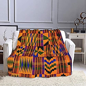 D-WOLVES Ghana Kente Fabric African Print Tribal Ultra Soft Sherpa Blanket Fleece Blanket for Men & Women- All Season Warm Lightweight Throw Blanket for Outdoor Indoor,40x50 in