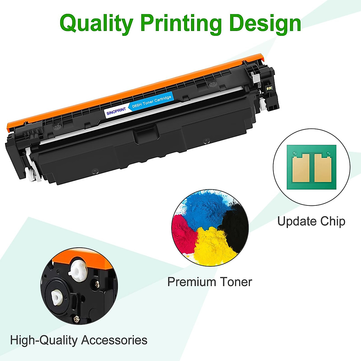 SINOPRINT 069H 069 Toner Cartridge 4-Pack Compatible Replacement for Canon 069H Toner Cartridge for Canon imageCLASS MF753Cdw LBP673cdw LBP674Cdw Series Printer Ink