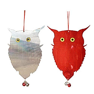 2PCS Owl-Shaped Reflectors Hanging Reflective Scarecrow Woodpecker Deterrent for House Windows Gardens