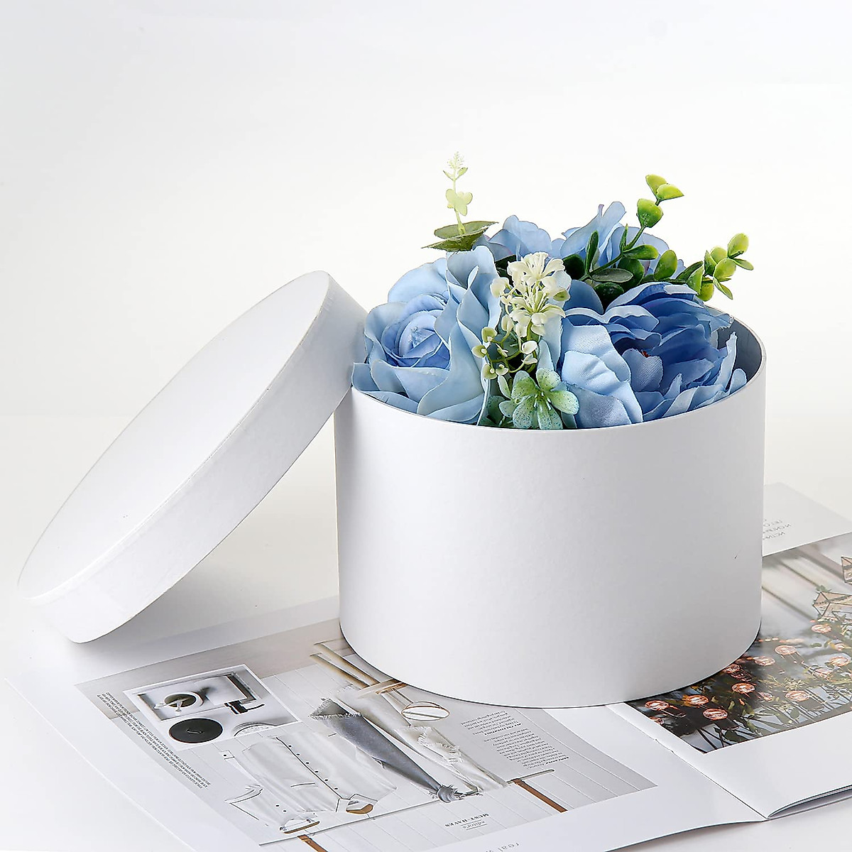 Round Gift Boxes with Lids Flower Boxes for Arrangements White Round Boxes Set of 4 Nesting Gift Boxes with Lids for Flowers Arrangements Empty, Bridesmaid, Proposal, Wedding, Birthday, Party Favor