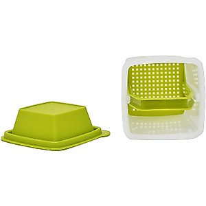 Home-X Set of 2 Pickle Storage Containers, Straining Pickle Jar, Filter Insert, Sieve Food Saver Container, 7 ½” L x 4 ¼” W x 4 ¼” H, Set of 2, Green