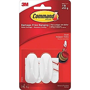3M Command Designer Hooks [Removable]: Small Designer [2 Hooks/Pack] (White) / 2-Hooks