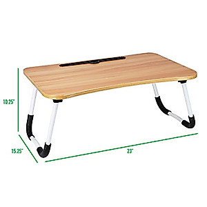 Mind Reader Woodland Collection, Portable Laptop Desk/Breakfast Table, Collapsible, Portable, Folding Legs, Beige