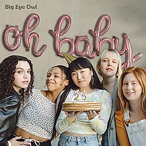 Cursive OH Baby Rose Gold Letter Foil Mylar Balloons Banner Birthdays Party Decorations Supplies Small 16 Inch Baby Shower