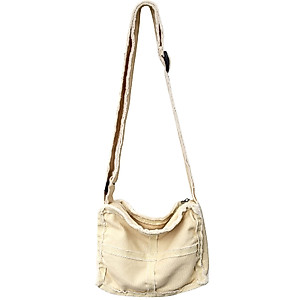 Micmores Hobo Bags for Women Grils Small Crossbody Purse Y2K Canvas Tote Bag Stylish Handbag Fashion shoulder Bag (Off White)