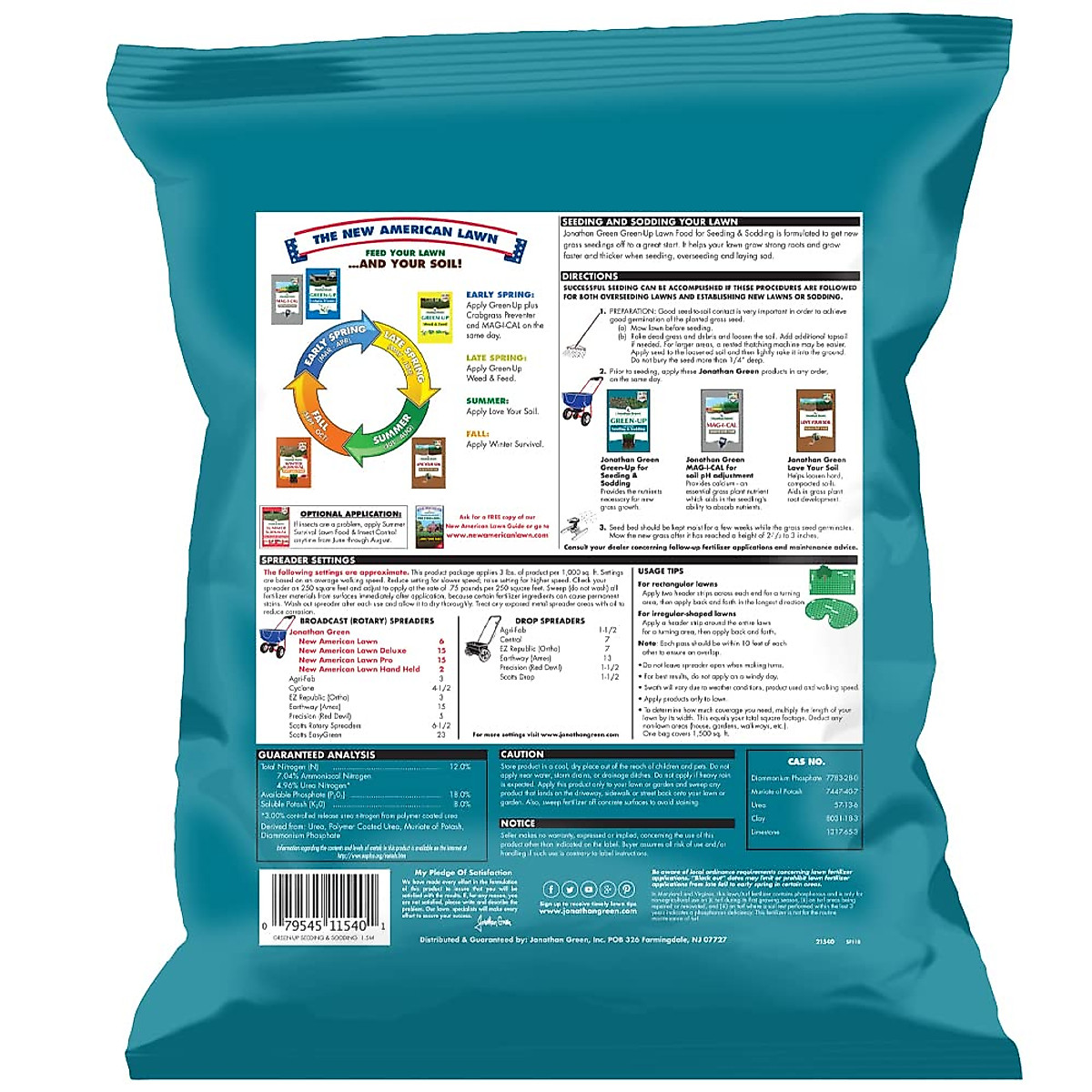 Jonathan Green (11540) Green-Up Lawn Food for Seeding & Sodding - 12-18-8 Grass Fertilizer (1,500 Sq. Ft.)