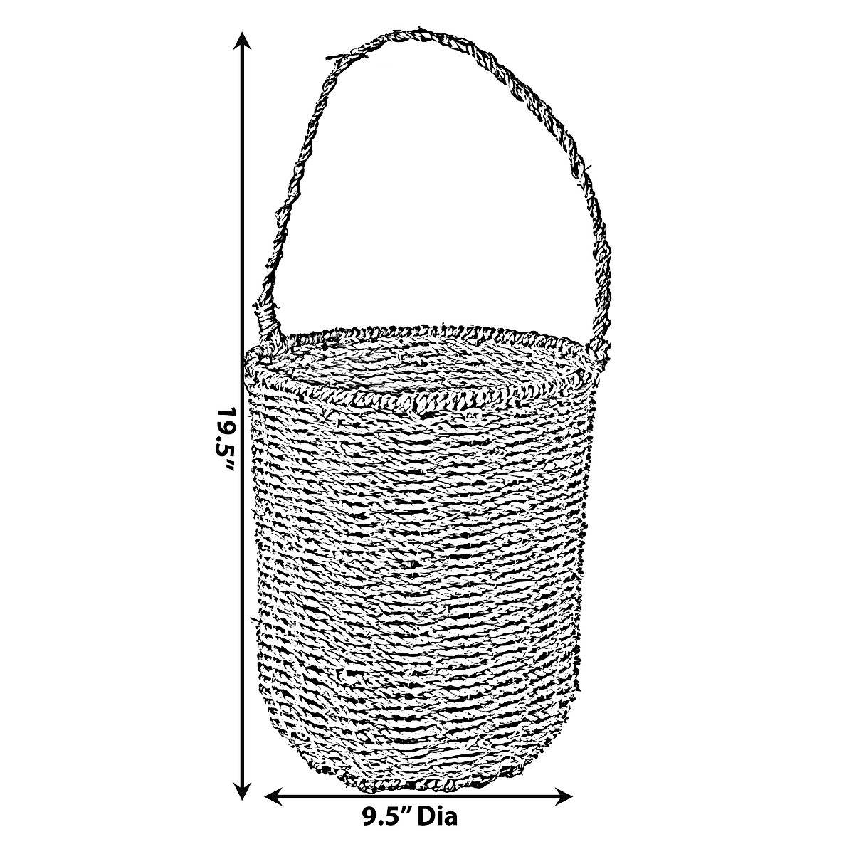 Decorative Woven Natural Seagrass Storage Basket with Built in Woven Handles
