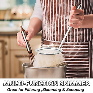 Anaeat 4.7" Stainless Steel Fat Skimmer Spoon - Professional Kitchen Fine Mesh Food Strainer and Hot Pot Skimmer with Long Handle for Skimming, Cooking, Frying, Grease, Gravy and Foam