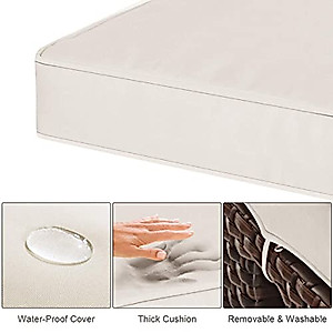 Tangkula 2 Pieces Outdoor Patio Ottoman, All Weather Rattan Wicker Ottoman Seat, Patio Rattan Furniture, Outdoor Footstool Footrest Seat w/Removable Cushions (Cream)