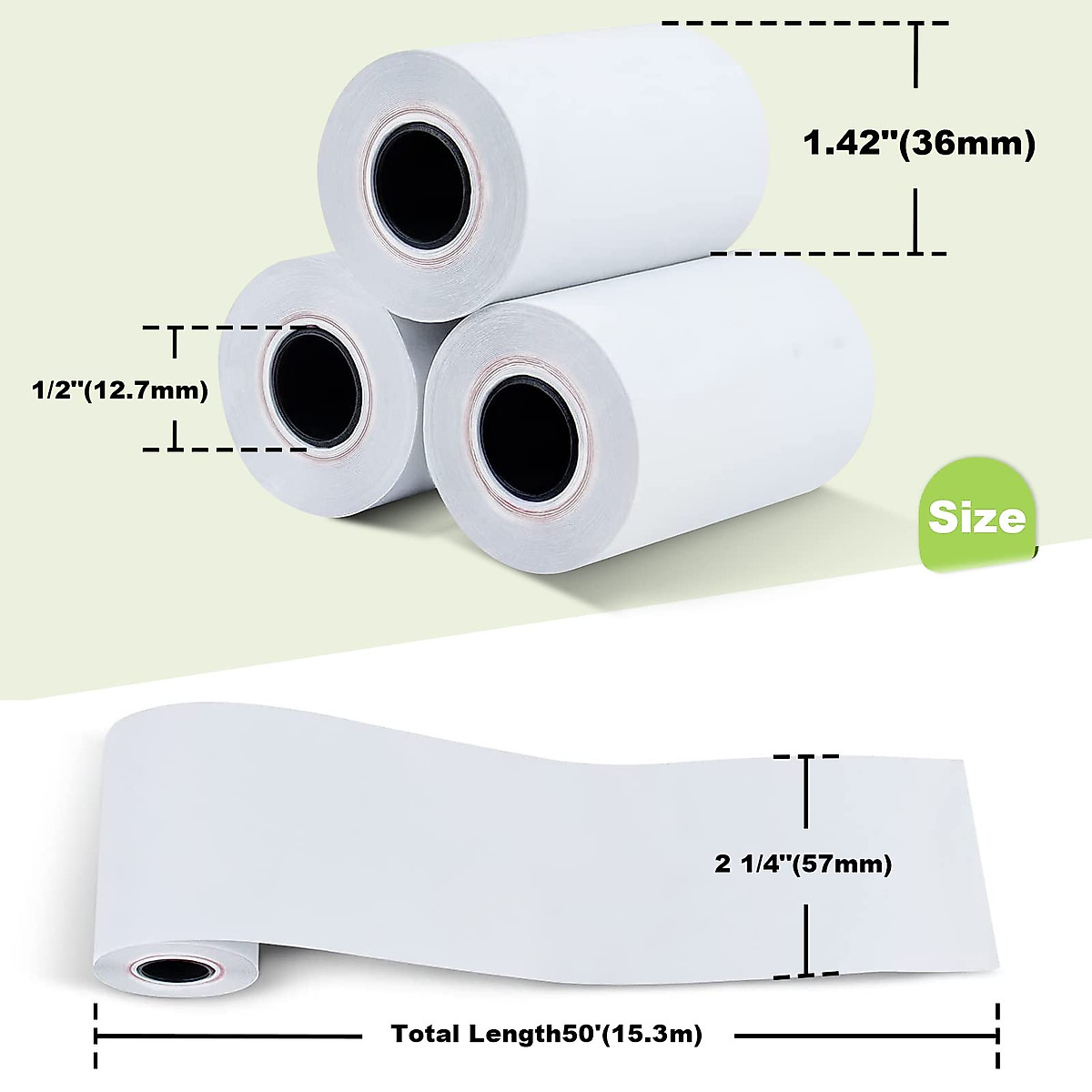 MFLABEL 2 1/4" x 50' Thermal Paper Cash Register POS Receipt Paper Credit Card Paper 5 Rolls