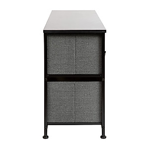 Flash Furniture 5 Drawer Storage Chest - Black Cast Iron Frame and Wood Top - 5 Easy Pull Dark Gray Fabric Drawers