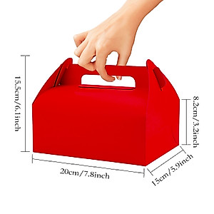 Lainrrew 30 Pcs Gable Candy Treat Boxes, Small Goodie Boxes Christmas Party Favor Boxes Kraft Paper Gift Box for Christmas Party Decorations Birthday Party Favors (Red)