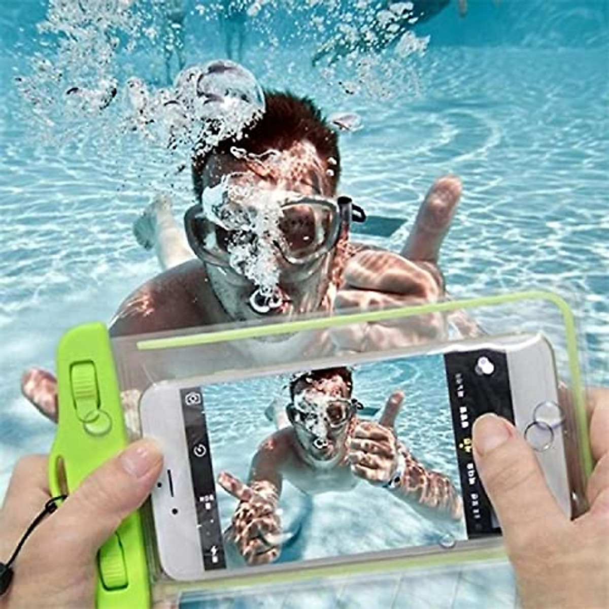InfantLY Bright Phone Pouch, 6.9 Inch Underwater Cellphone Case Dry Bag InfantLY Bright Phone Pocket Protect Case with Luminous Ornament Strip & Detachable Lanyard Clear