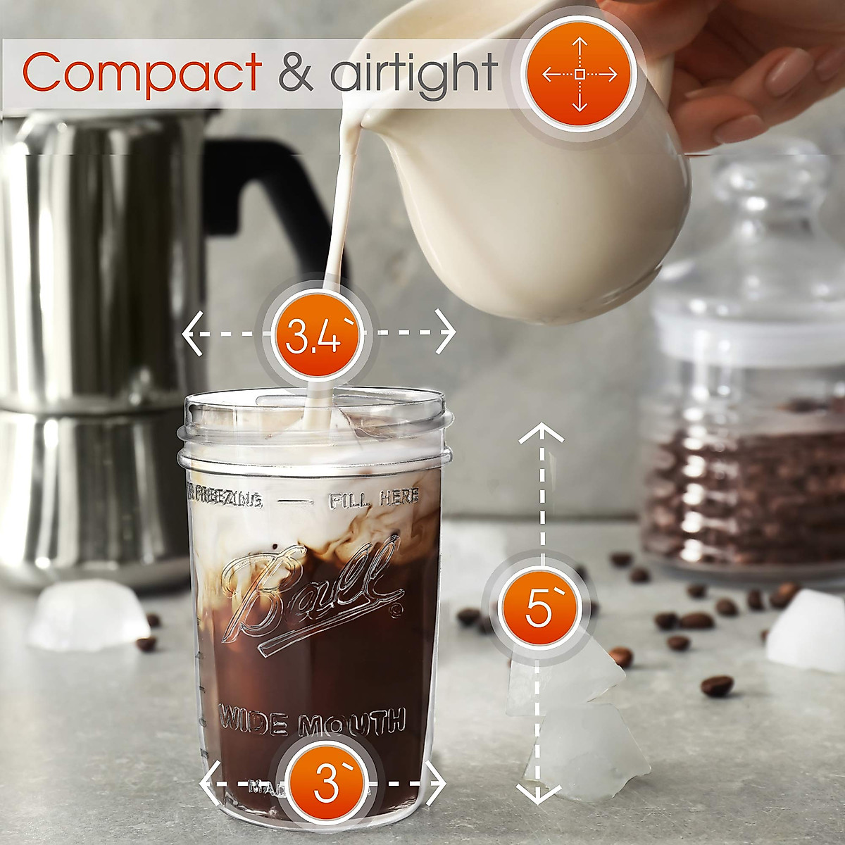 Reusable Wide Mouth Smoothie Cups Boba Tea Bubble with Lids and Silver Straws Mason Jars Glass (2-pack, 16 oz mason jars)