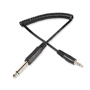 PNGKNYOCN 3.5mm TRS to 1/4 inch TS Cable，6.35mm (1/4 inch) Mono to 3.5mm (1/8 inch) TRS Stereo Interconnect Audio Coiled Cable for Headphone,Amp etc.