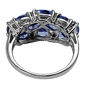 Carillon Tanzanite Trillion Shape Natural Non-Treated Gemstone 925 Sterling Silver Ring Engagement Jewelry for Women & Men