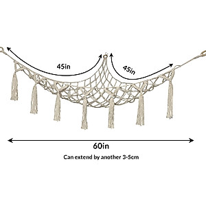 Artist Unknown Stuffed Animal Net or Hammock Jumbo - with Warm White LED String Star Lights, Wall Hooks- Stuffed Animal Hammock - Wall Net for Stuffed Animals - (X-Large - Cream / Ivory)