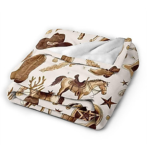 Western Blanket Soft Cozy Southwestern Flannel Throw Blanket Cowboy Decor Warm Lightweight Fleece Plush Bedding Stuff Blanket Gifts for Lover Kids Girls Boys Women Adults Bed Travel 40"x50"