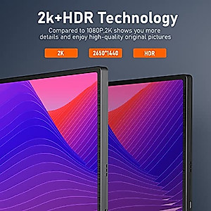 Feiasia 2.5K Portable Monitor 17.3 Inch 2560x1440 100% Adobe sRGB IPS HDR USB-C Second Laptop Monitor HDMI Computer Display Gaming Monitor Travel Monitor for Laptop PC Mac Phone PS4 Xbox Switch