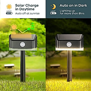 Linkind Solar Pathway Lights 4 Pack, Motion Sensor Solar Outdoor Lights Waterproof, Super Bright 2 in 1 LED Solar Lights for Pathway, Yard, Landscape, Walkway, Fence, Step, Patio, Warm White