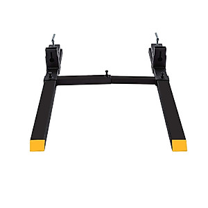 Clamp on Pallet Forks w/Adjustable Stabilizer Bar -60" 2000lbs Max- Pallet Forks Clamp On for Tractor Bucket （60inch Total Length）