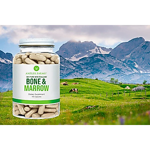 Antler Farms - 100% Pure New Zealand Bone & Marrow, 180 Capsules, 750mg - Grass Fed, Pasture Raised Whole Bone Extract, Cold Processed, Healthy Essential Fats, Stem Cells, Collagen, Calcium