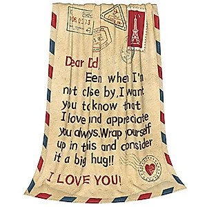 Gift for Dad Blanket from Son/Daughter Kids,to My Dad Blanket from Son Love Airmail Throw Blanket,Best Grandma Gifts,Soft Warm Flannel Fleece Custom Birthday Gifts for Dad
