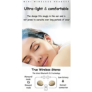 SZHTFX Invisible Earbuds Small Mini Wireless Bluetooth Earpiece Phone Discreet Earbud for Music, Home, Work (Nude)