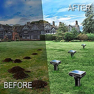 Apello 2 Pack Mole Repellent Solar Mole Repeller Vole Deterrent Gopher Repellent Ultrasonic Chipmunk Repellent Outdoor No Mole Killer Harm to Your Yard