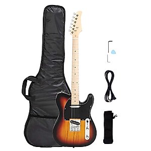39 Inch Electric Guitar,Maple Fingerboard Electric Guitar SS Pickup Case & Accessories Pack Beginner Starter Package Beginner Kit for Starter (Sunset Color)