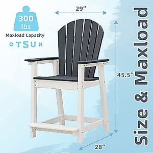 OTSUN Outdoor Bar Stool Chair, Patio Counter Stool with High Back, All-Weather Wooden Stool with Arms, Patio Chair for Backyard, Garden