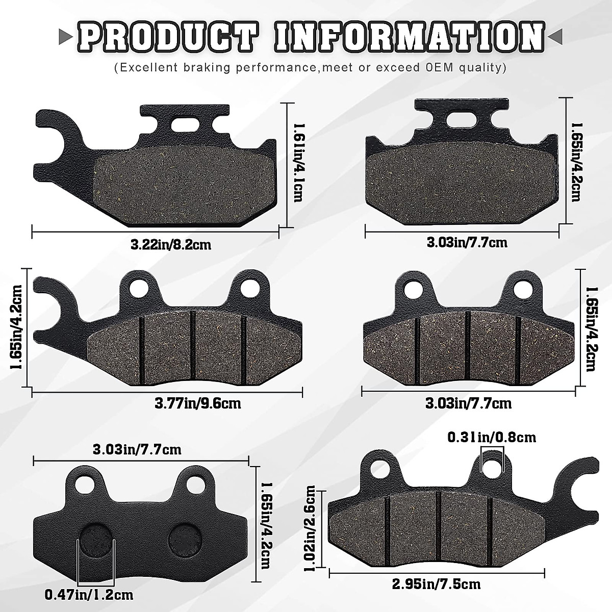 Brake Pads Front & Rear for Yamaha Rhino 660 YXR660 4x4 2004-2007 Rhino 450 YXR450 4x4 2006-2009 Raptor 700 700R YFM700 YFM700R 2006-2012