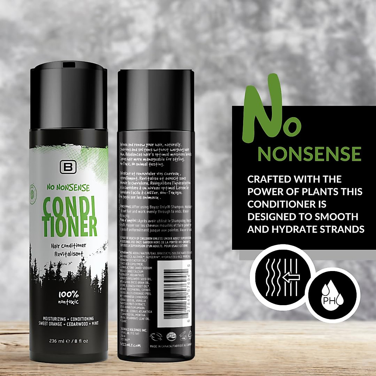 NO NONSENSE Conditioner 2-Pack (2x 8 Fl Oz) - EWG VERIFIED ™ - Organic - All Natural | Cruelty Free | Vegan. Free of harsh ingredients such as parabens and sulfates.