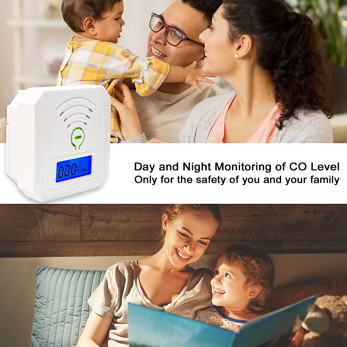 Carbon Monoxide Detector,CO Alarm Monitor Detector Complies with UL 2034 Standard for Home,Carbon Monoxide Sensor with LCD Digital Display and Sound Warning for Home