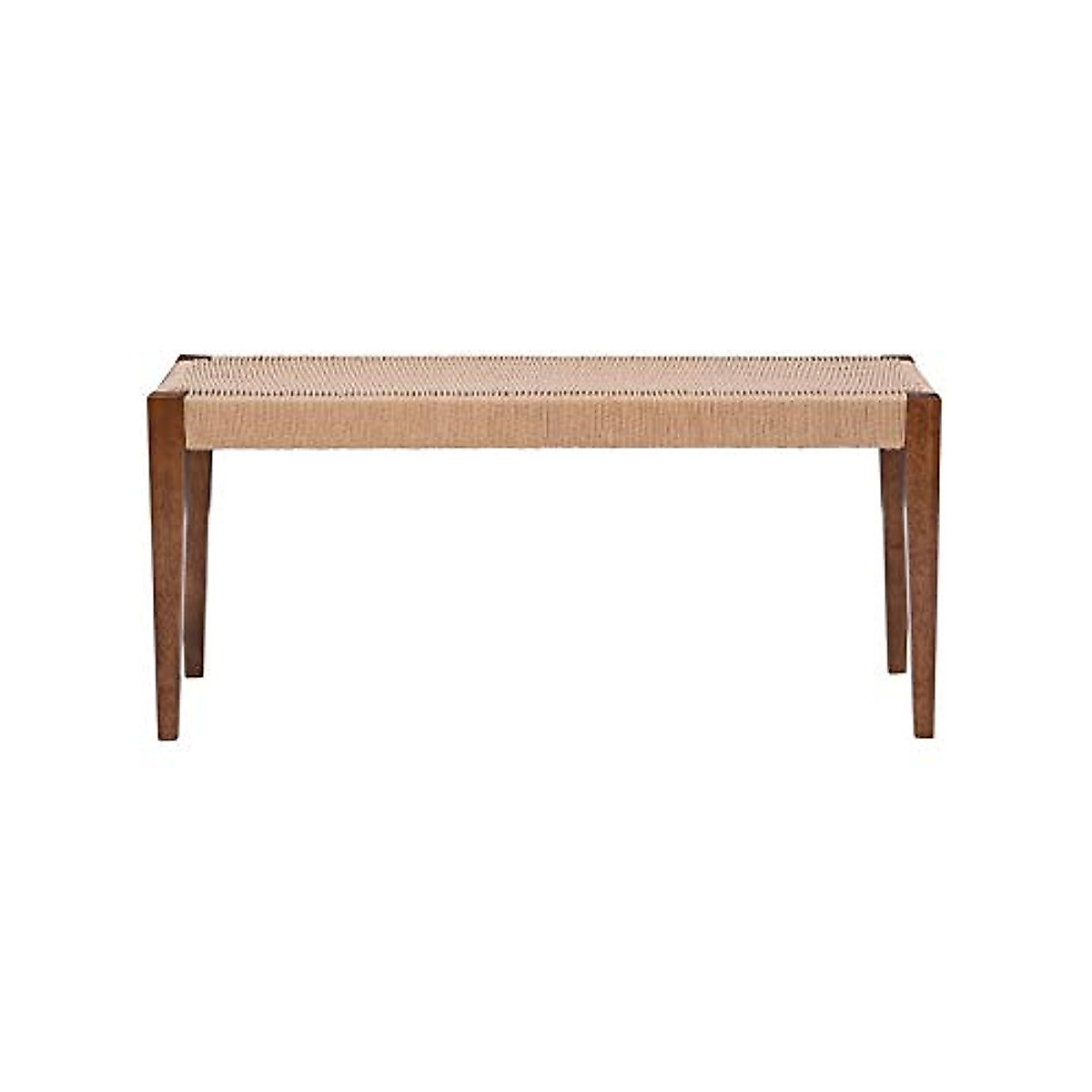 Powell Furniture Linon Patty Wood and Rope Dining Bench in Brown