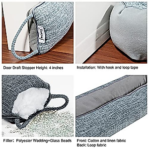 fowong Door Draft Stopper 36 Inch, Under Door Noise Blocker Cold Weather Door Snake Draft Stopper Weighted Heavy Duty Reduce Noise Saving Energy Sound Proof Under Door Guard, Gray