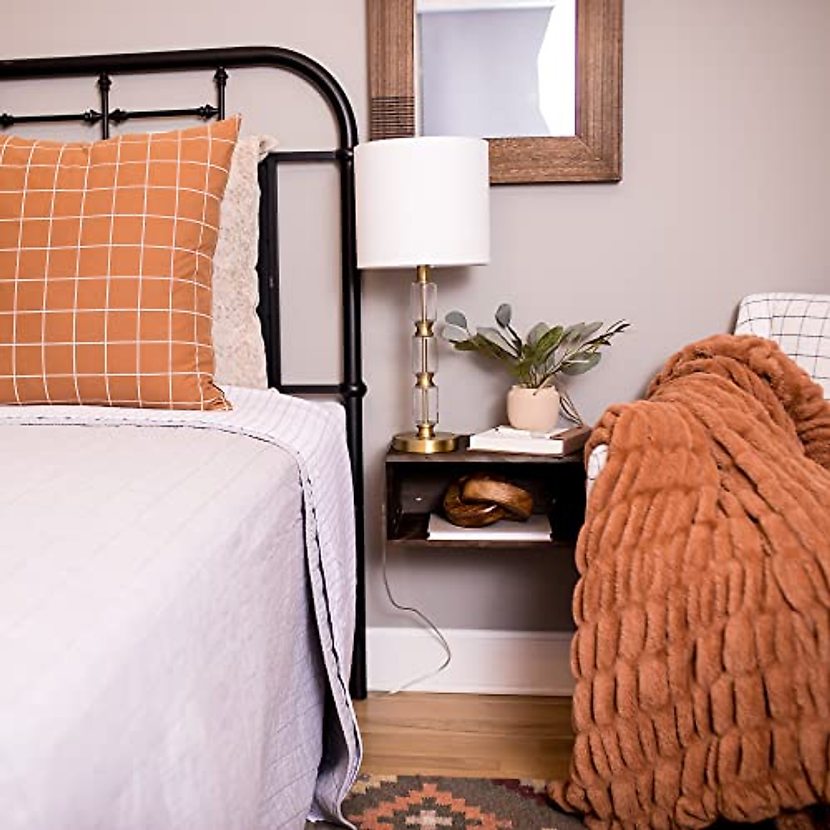 Cub River Enterprises Floating Nightstand | Wall Mounted Nightstand, Wood Bedside Shelf and Floating Nightstands for Bedrooms - Handmade Floating Table or End Table (10.5”D x 7”H x 15.5”W)