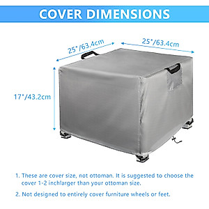 Kovshuiwe Outdoor Patio Ottoman Cover, Waterproof Patio Ottoman Cover,Gray 1Pcs-25 L x 25" W x 17" H