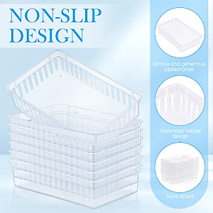Wenqik 24 Pcs Small Plastic Storage Baskets Bulk for Organizing and Cleaning 10.24 x 6.5 x 2.36 Inch Plastic Storage Bins Plastic Trays Container for Bedroom Office Classroom Desktop(Clear)