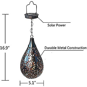 RUILAIYA Hanging Solar Lights Outdoor Garden Boho LED Flower Waterproof Decorative Metal Light for Porch Garden Outdoor (1 Pack)