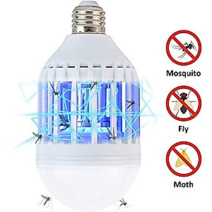 Bug Zapper Light Bulb 2 in 1 Mosquito Killer Lamp LED Electronic Insect & Fly Killer Indoor & Outdoor Insect Zapper insect traps, Fly Zapper Safe & Non-Toxic Silent & Effortless Operation pest control